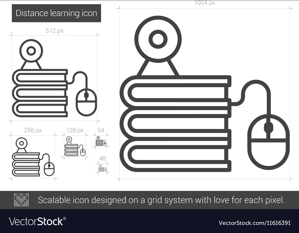 Distance learning line icon Royalty Free Vector Image