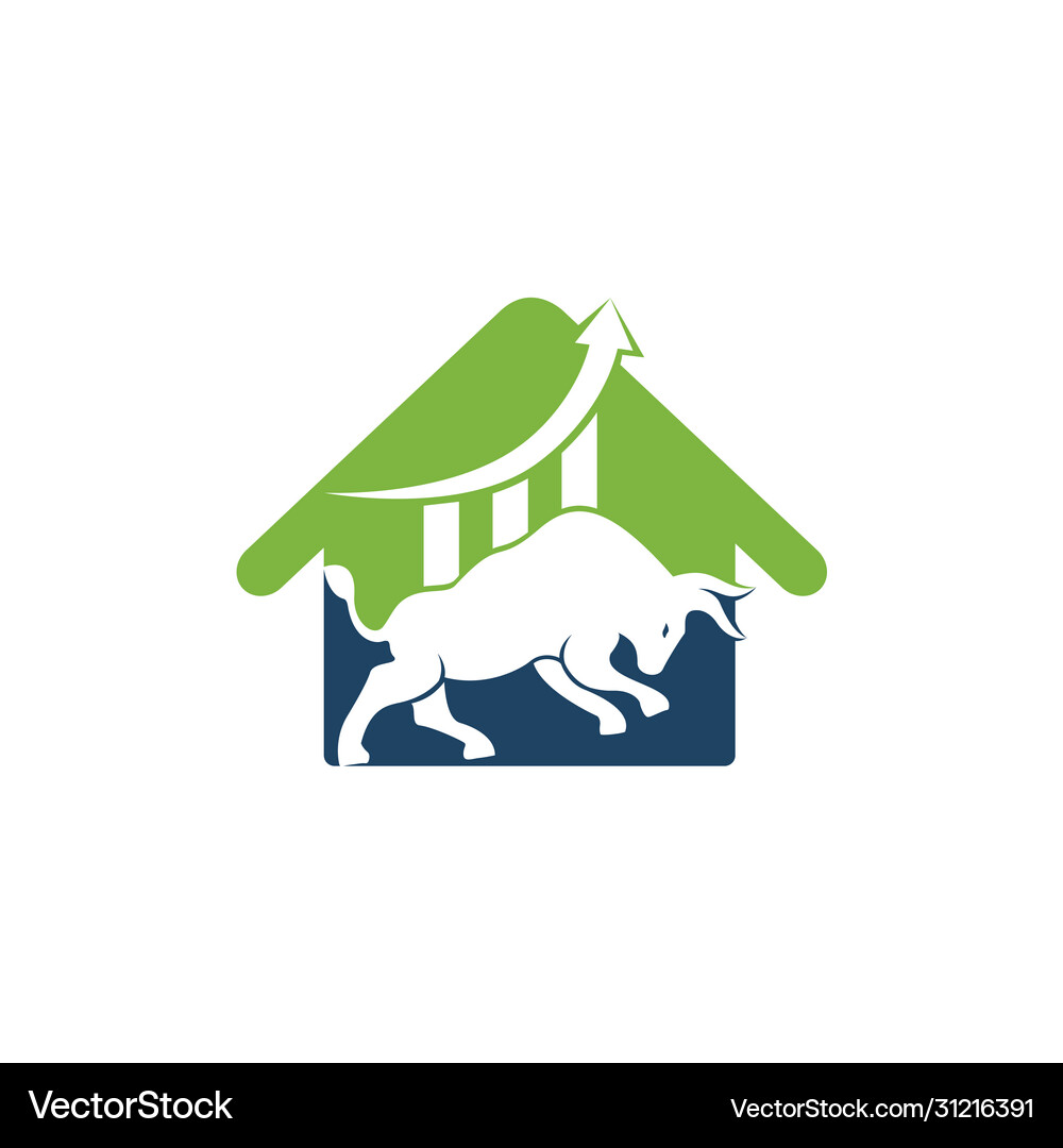 Financial bull with house shape logo design Vector Image