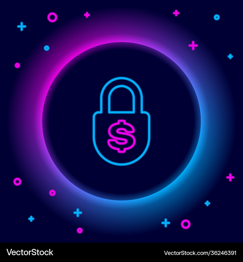 Glowing neon line money lock icon isolated Vector Image