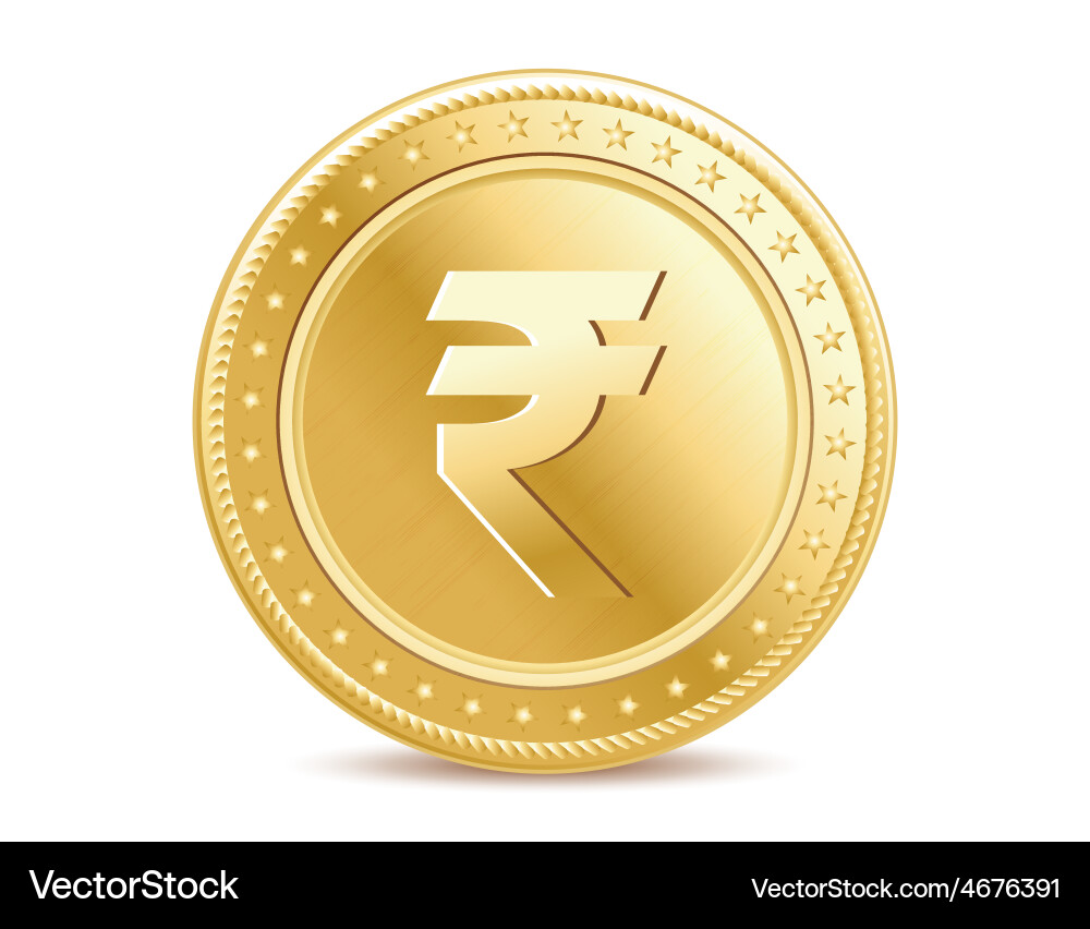 Golden isolated rupee coin on white background Vector Image