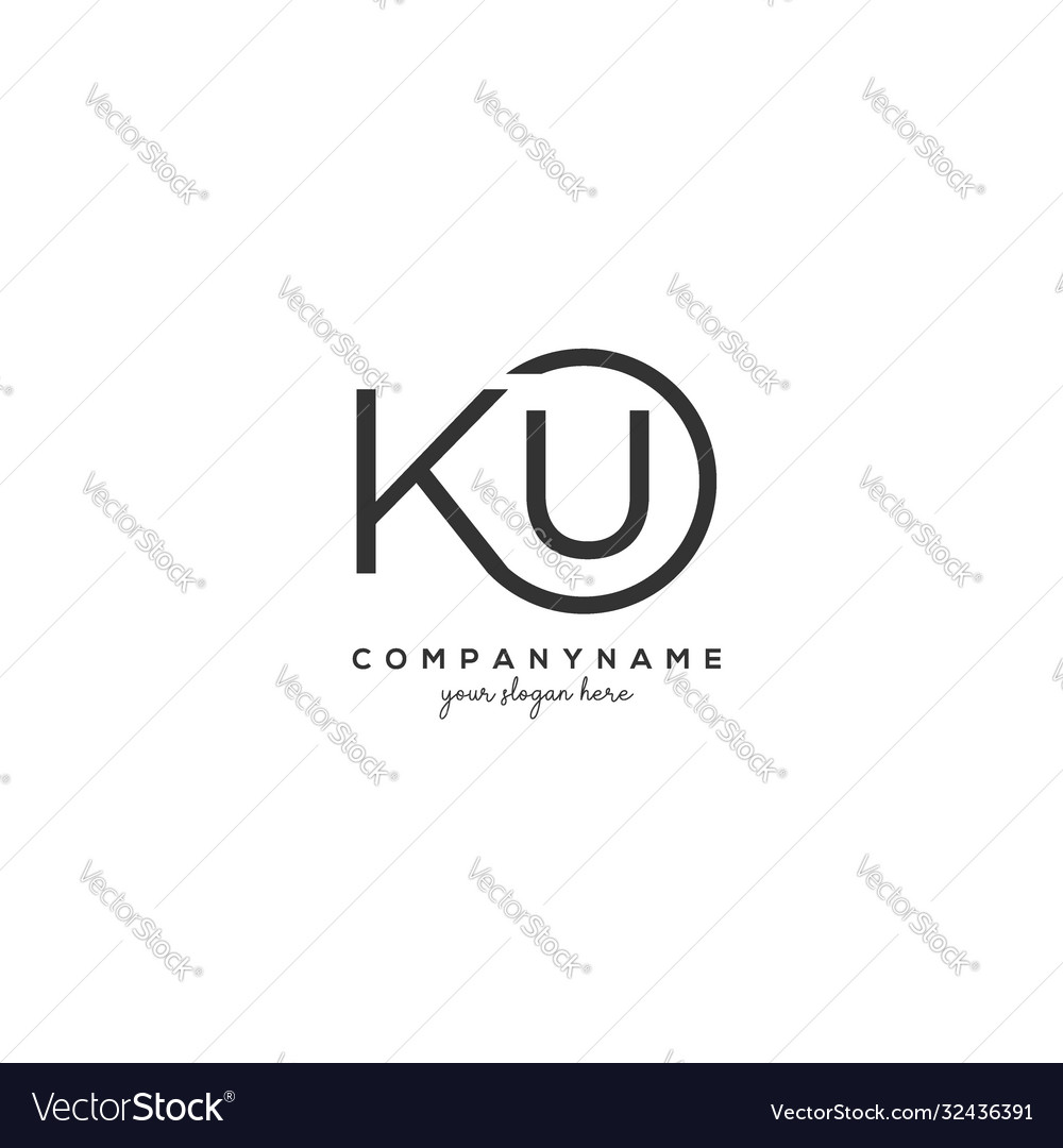 Initial ku letter logo with circle template Vector Image