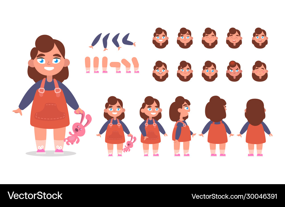 Little girl character constructor for animation Vector Image