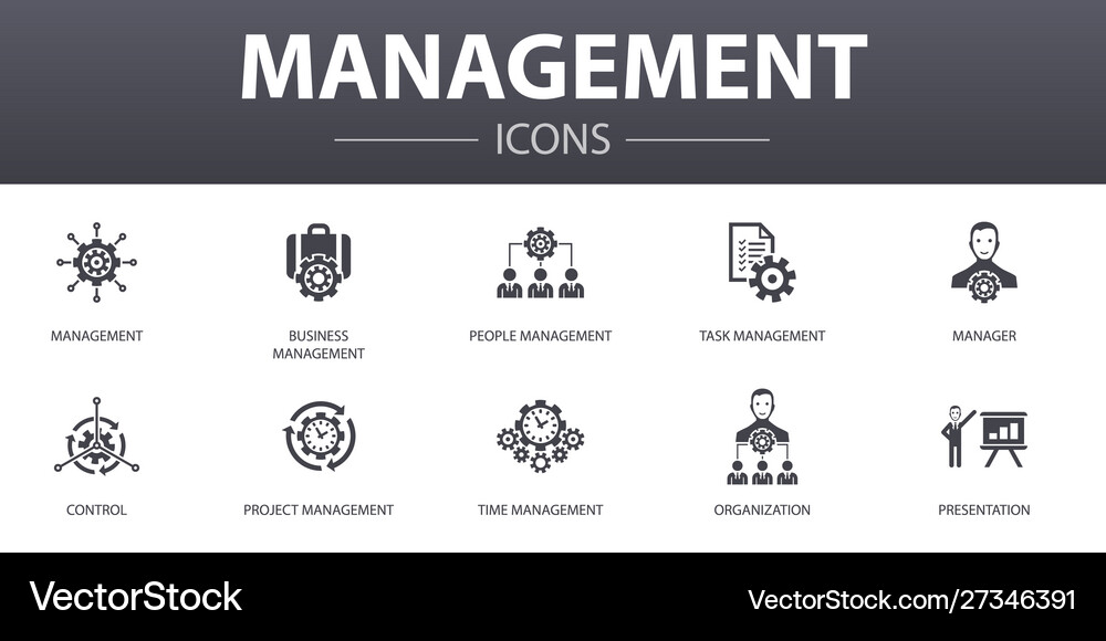 Management simple concept icons set contains Vector Image