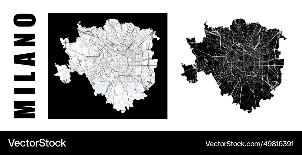 Milan map italy city within administrative Vector Image