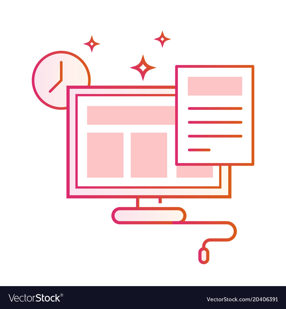 Monitor the working computer in the office Vector Image