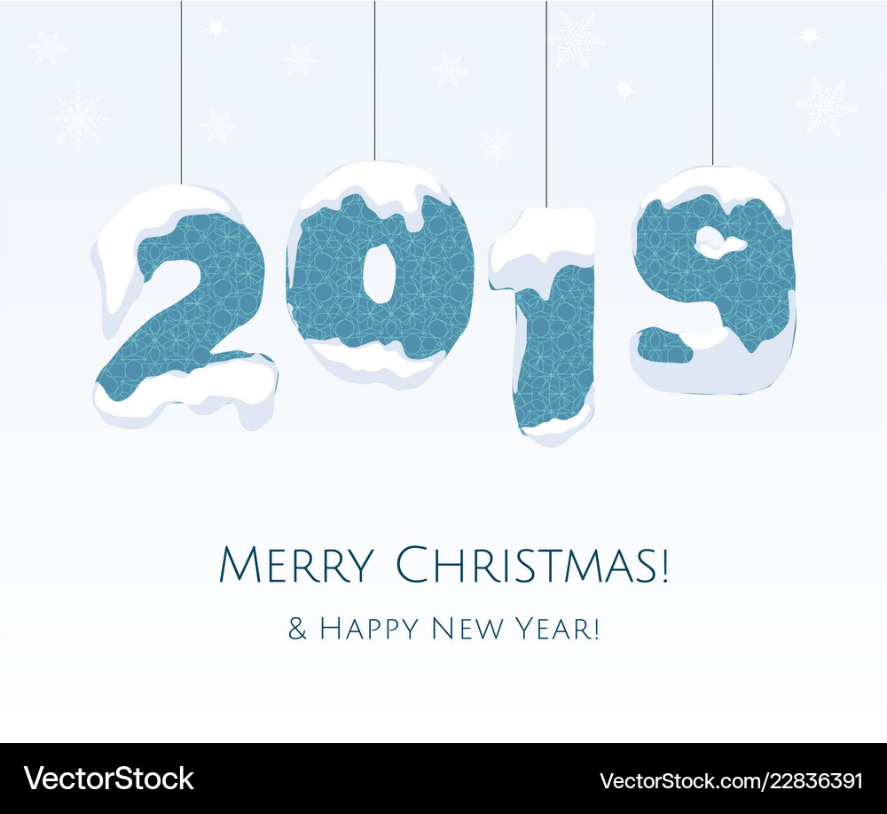 New year 2019 blue year number on white Royalty Free Vector