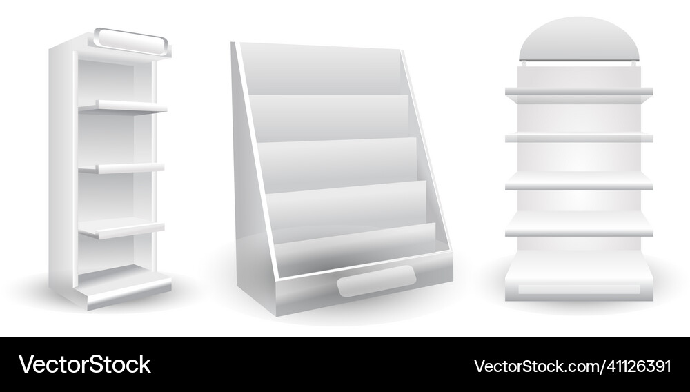 Promotion shelf retail trade stands various types Vector Image
