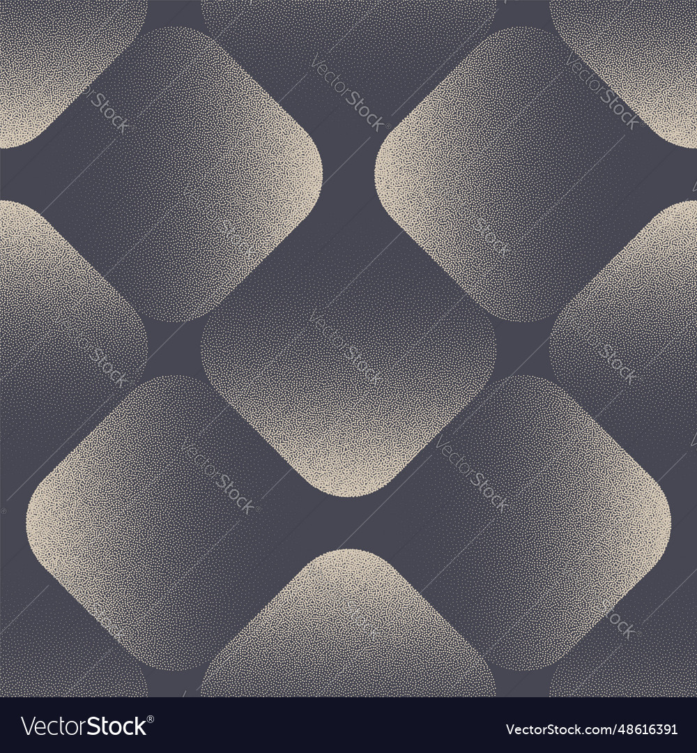 Rounded Rhombus Grid Seamless Pattern Dotwork Vector Image