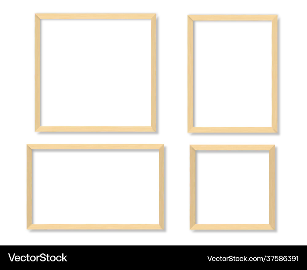 Set empty white blank picture with wooden frame Vector Image