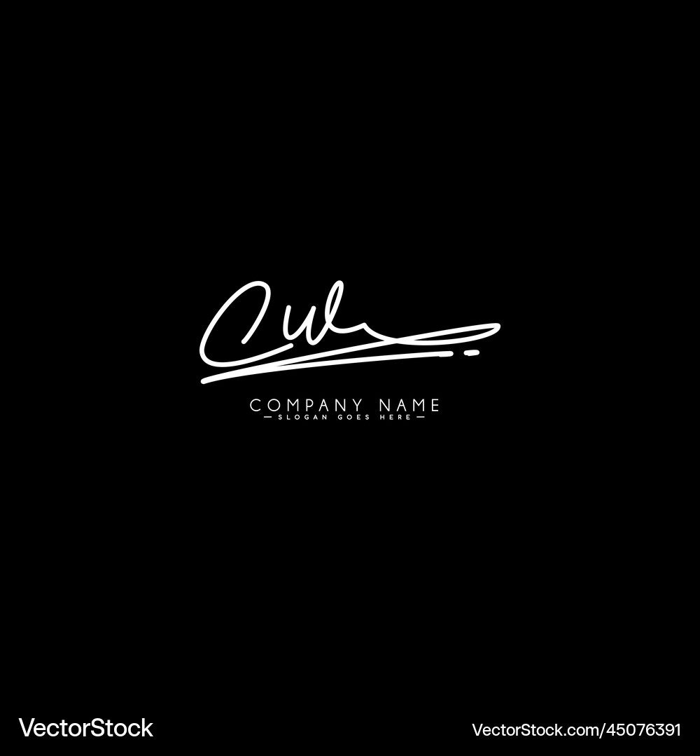 Simple signature logo for alphabet cw Royalty Free Vector
