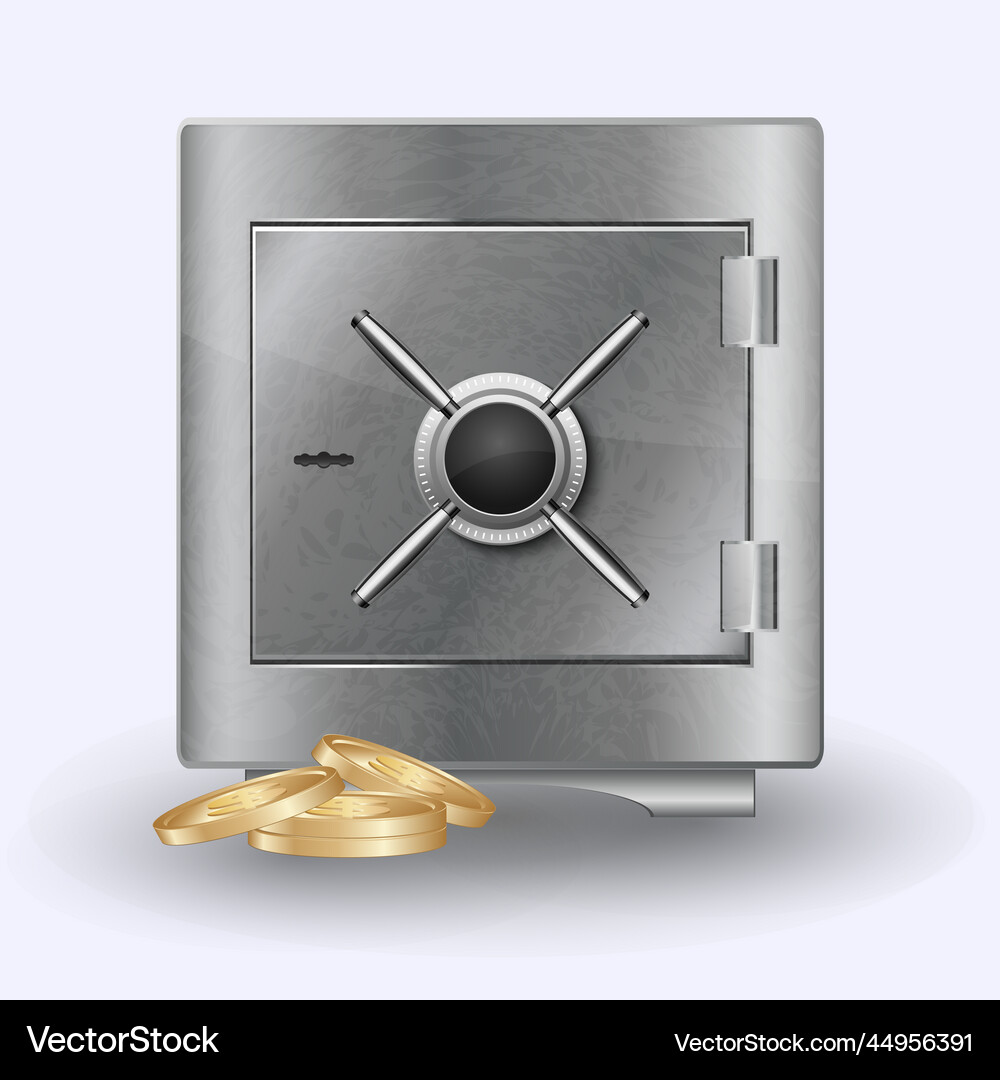 Steel safe with gold coins Royalty Free Vector Image