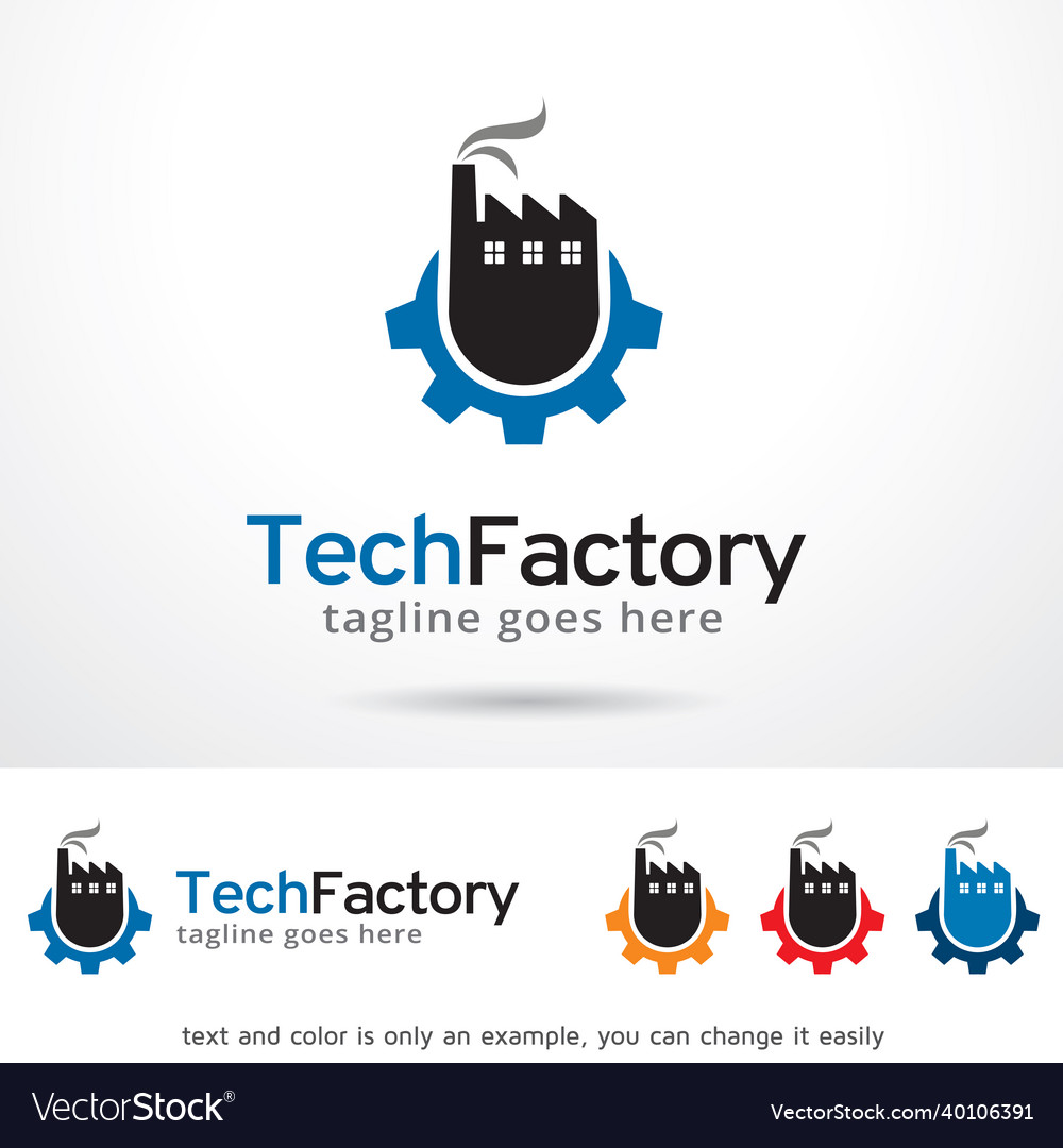 Tech factory logo template Royalty Free Vector Image