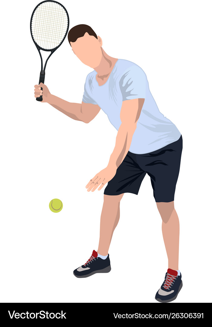 Tennis player with ball and racket flat Royalty Free Vector
