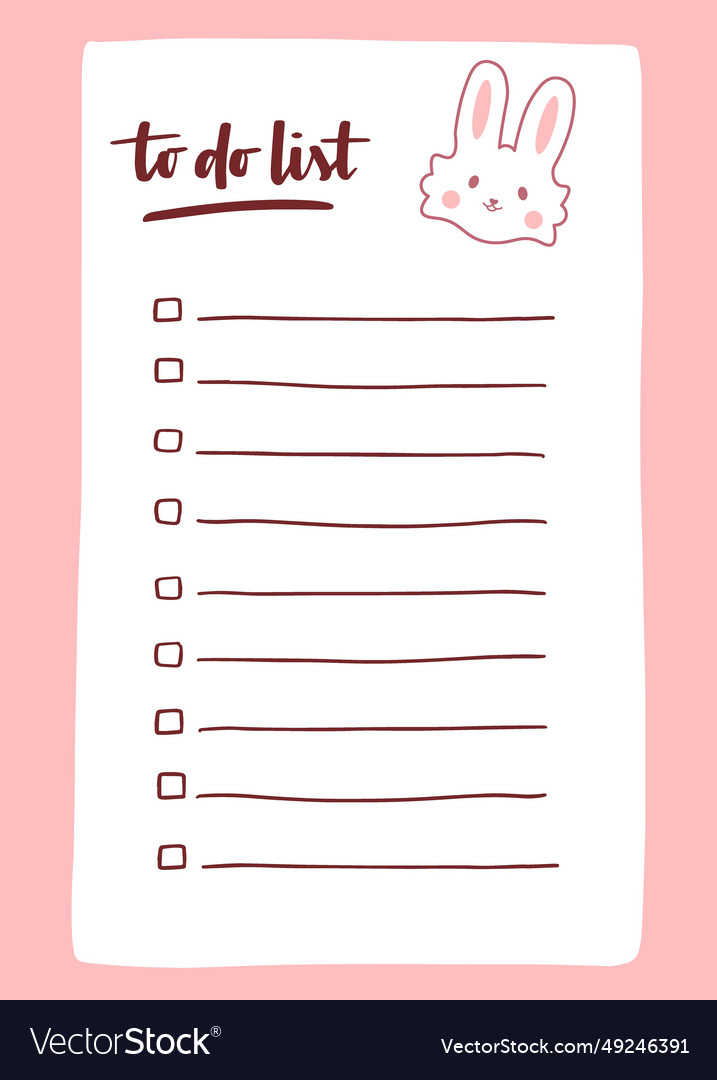 To do list template decorated by cute bunny Vector Image
