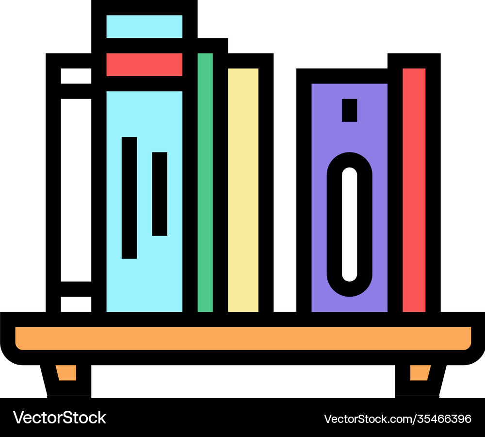 Bookshelf with books color icon Royalty Free Vector Image