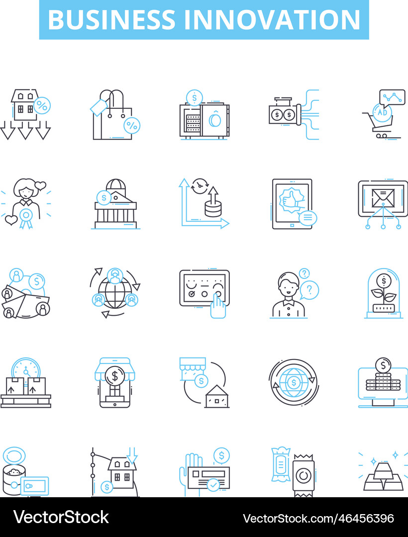 Business innovation line icons set Royalty Free Vector Image