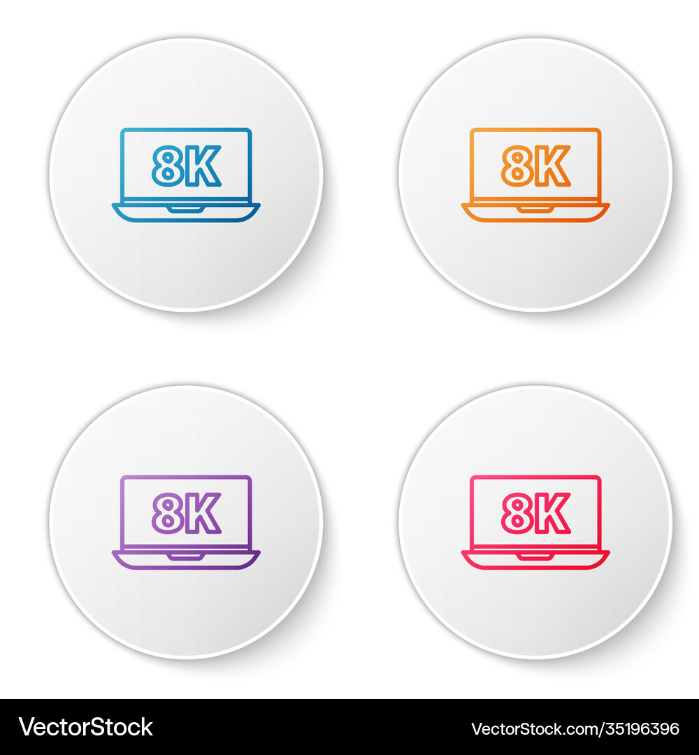 Color line laptop screen with 8k video technology Vector Image