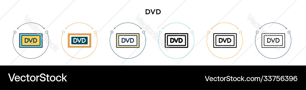 Dvd logo icon in filled thin line outline Vector Image