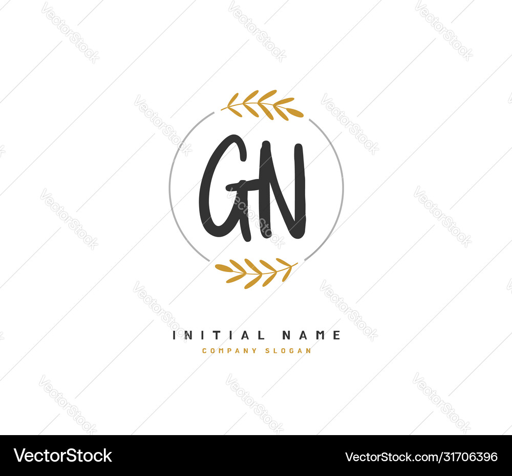 G n gn beauty initial logo handwriting Royalty Free Vector