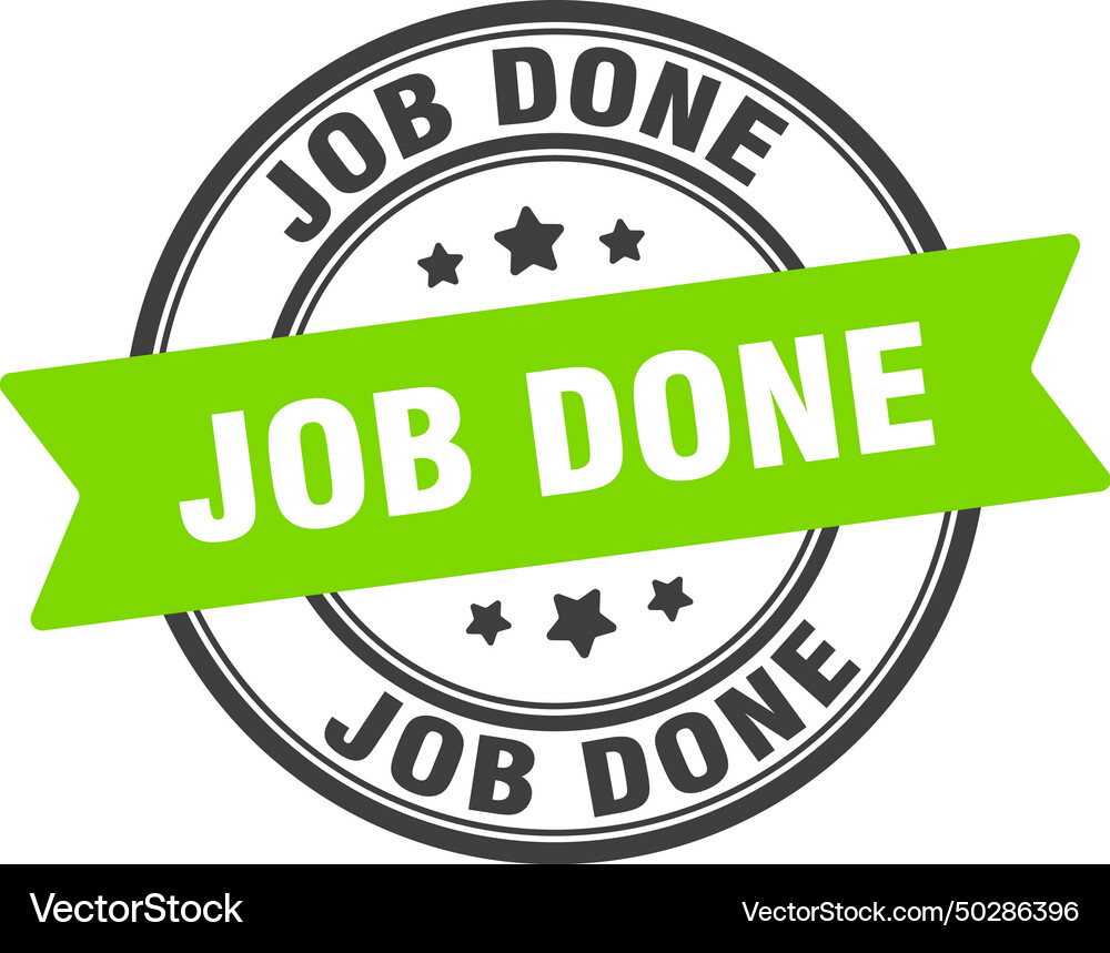 Job done stamp label on transparent Royalty Free Vector