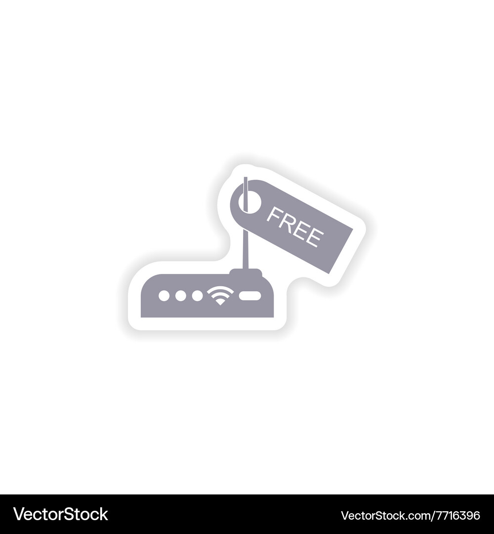 Paper sticker on white background wi-fi router Vector Image