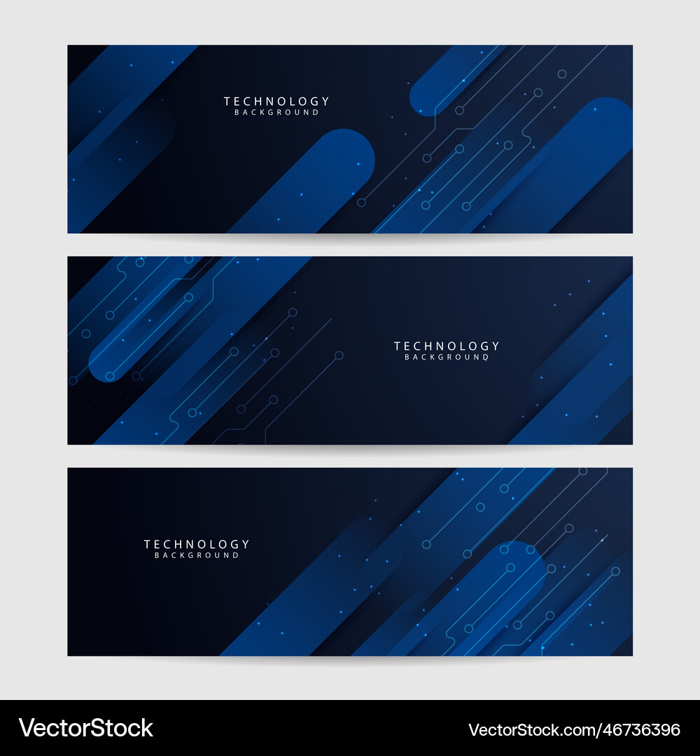 Set of blue futuristic science technology network Vector Image