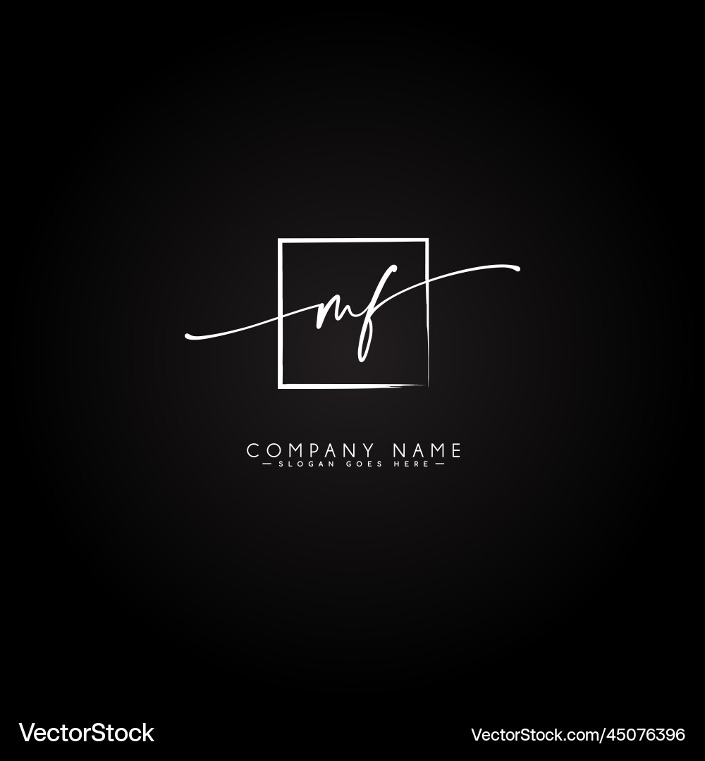 Simple signature logo for alphabet mf Royalty Free Vector