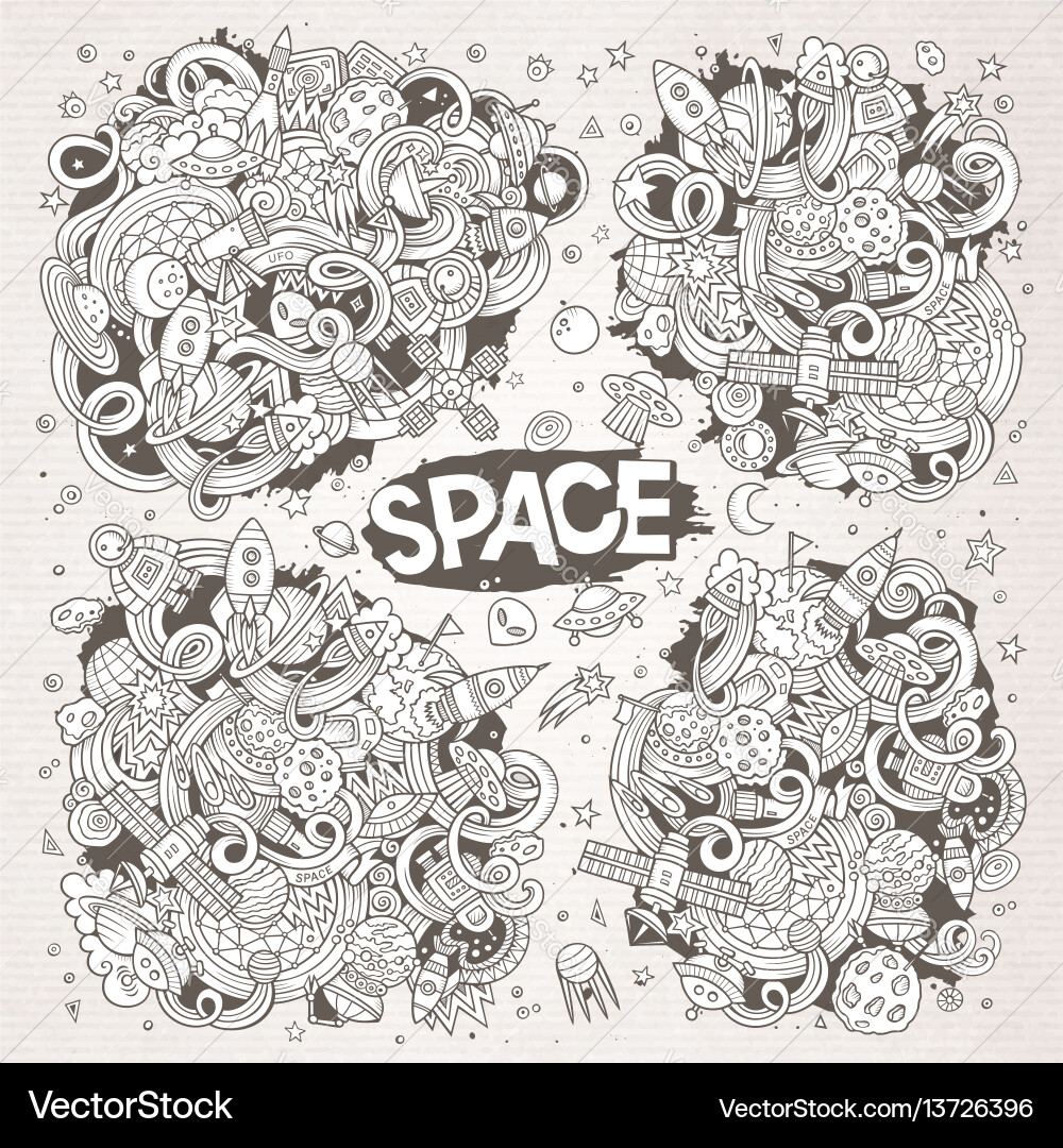 Sketchy hand drawn doodles cartoon set Royalty Free Vector