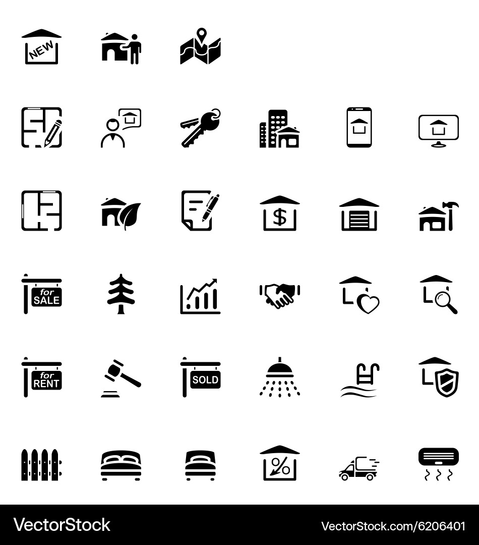 33 black real estate icons Royalty Free Vector Image