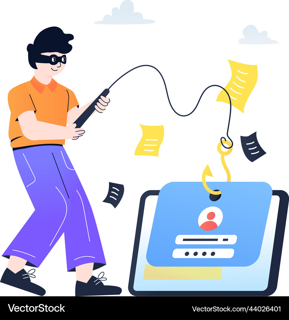 An of phishing flat design Royalty Free Vector Image