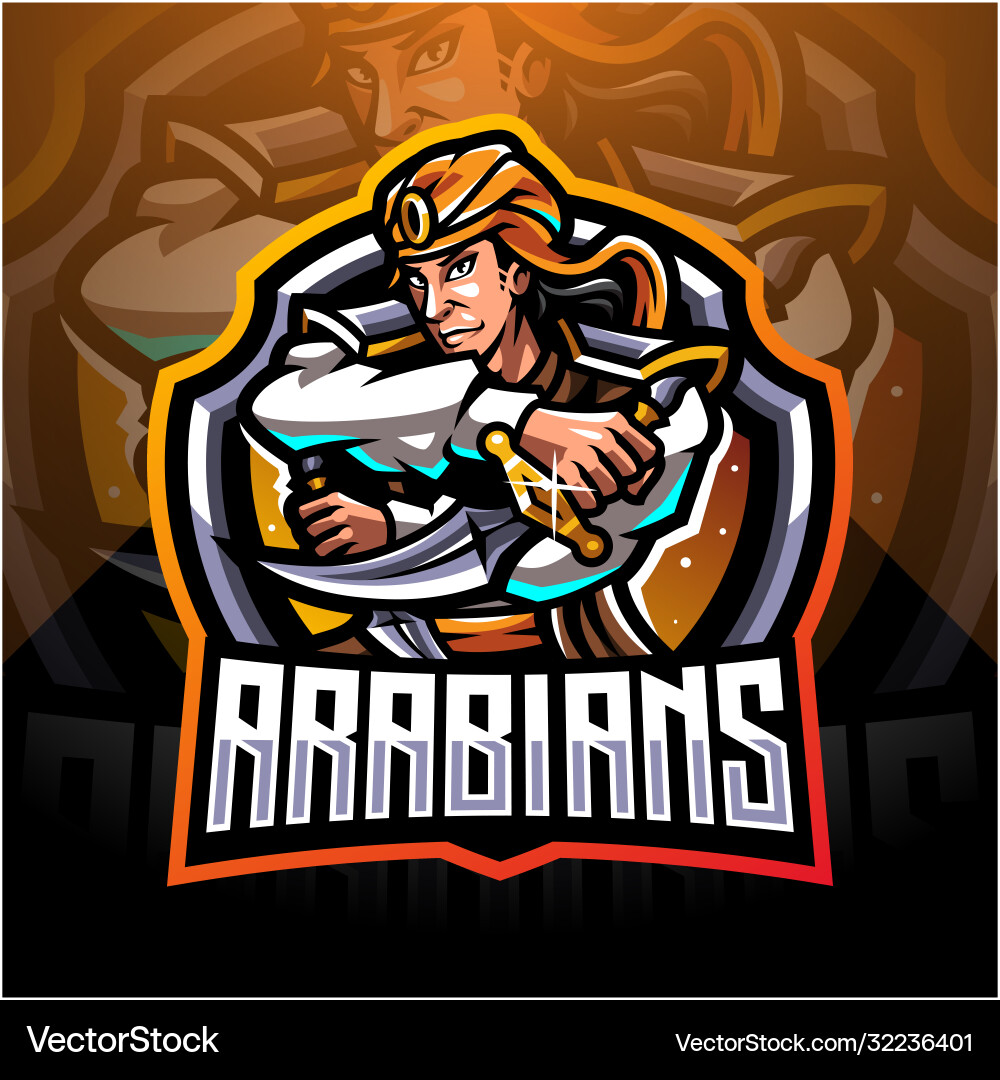 Arabians esport mascot logo design Royalty Free Vector Image