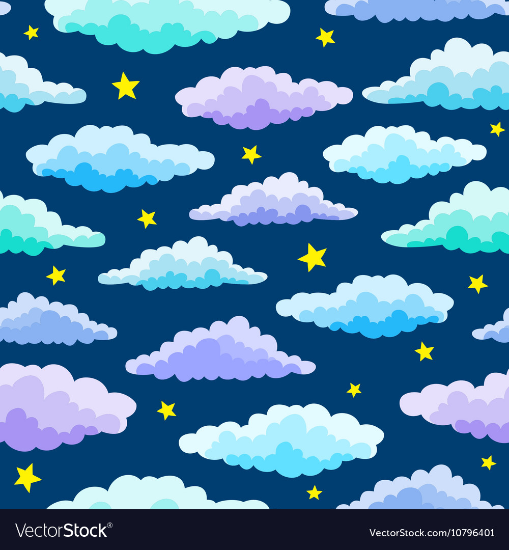 Cartoon color clouds seamless pattern background Vector Image