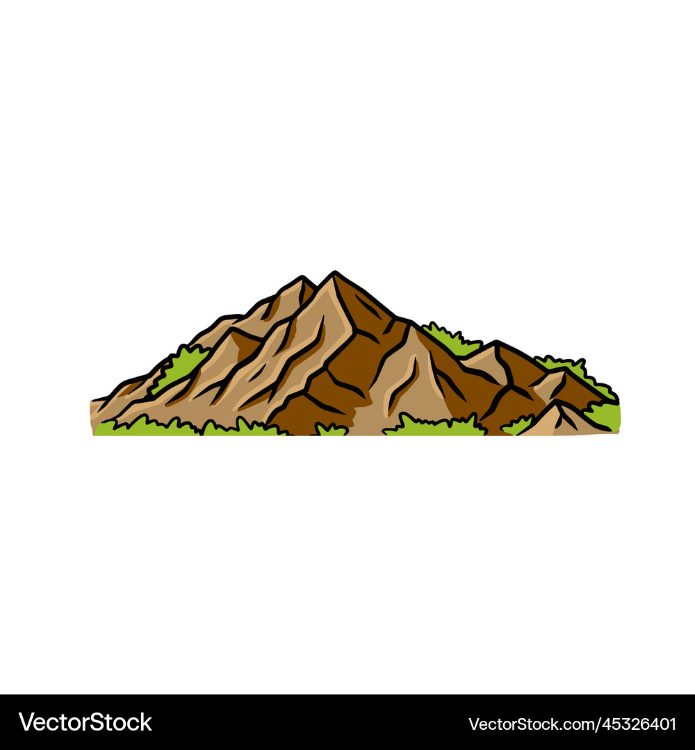 Cartoon peak in engraving style high mountain Vector Image