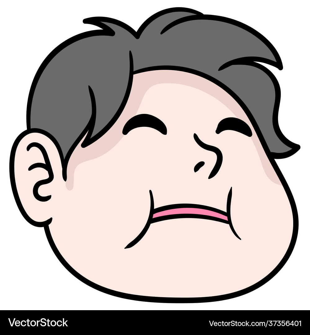 Chubby cheeked male head logo sleeping asleep Vector Image