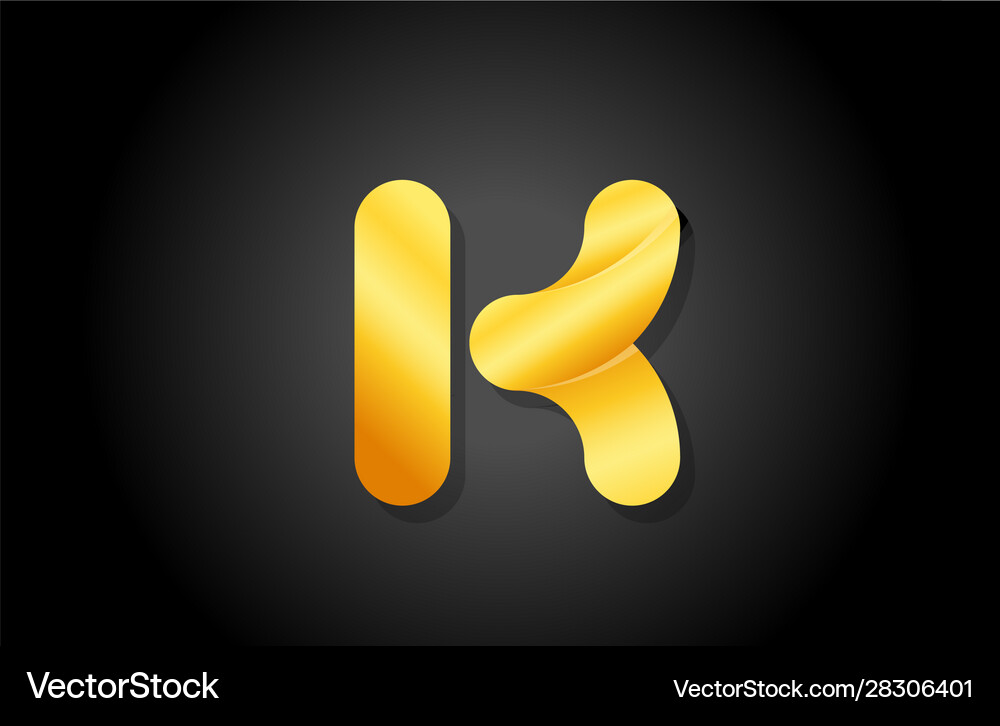 Gold golden gradient logo k alphabet letter Vector Image