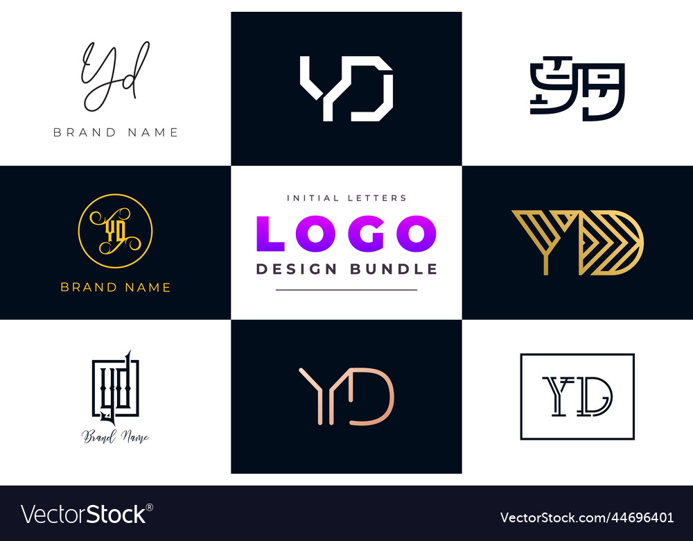 Initial letters yd logo design bundle Royalty Free Vector