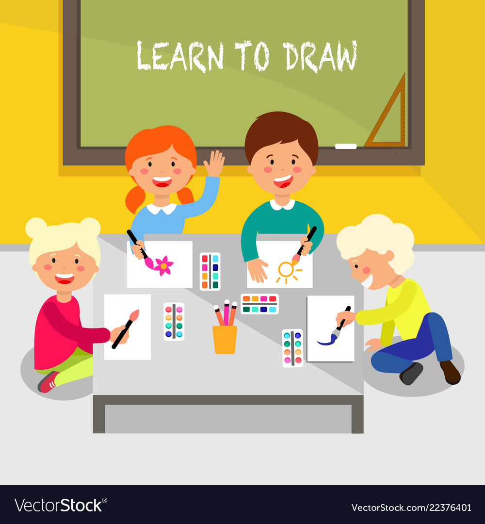 Learn to draw flat Royalty Free Vector Image - VectorStock