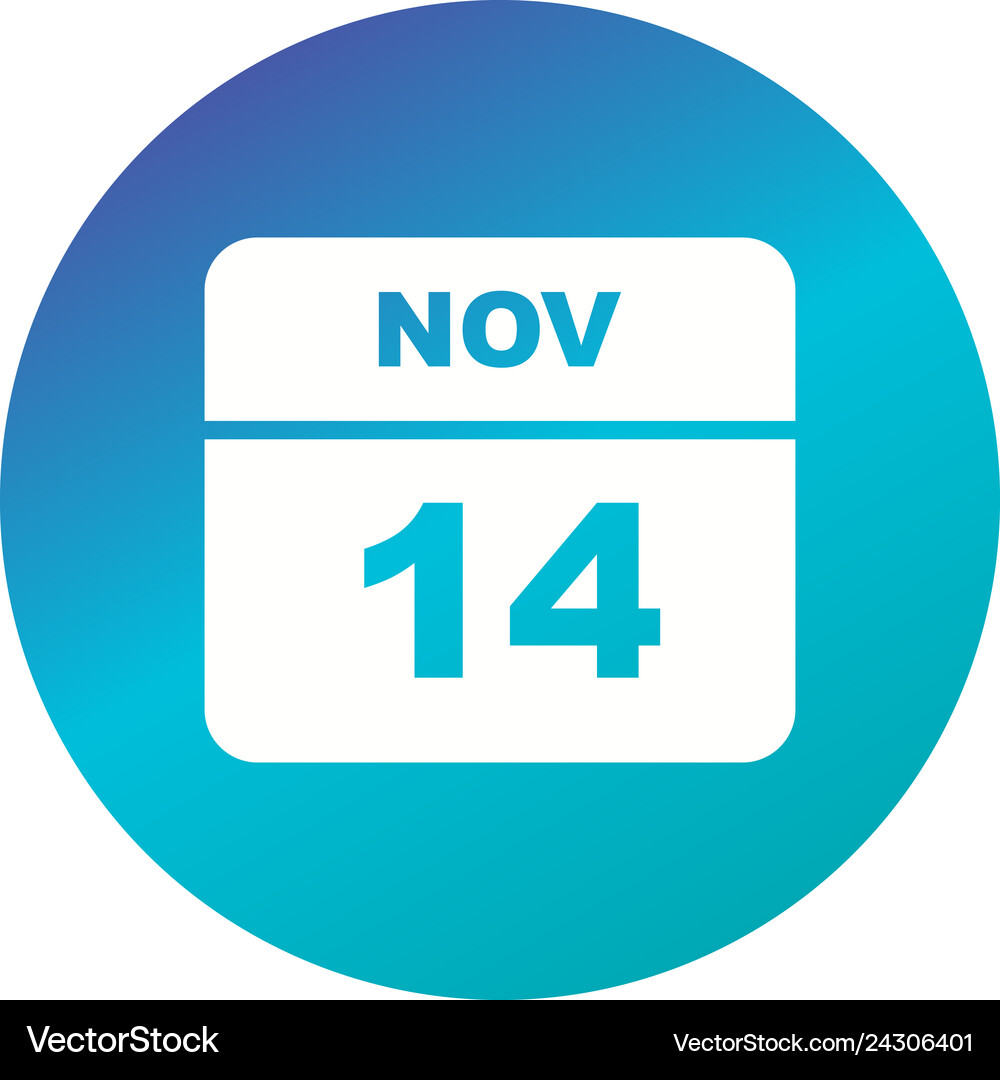 November 14th date on a single day calendar Vector Image