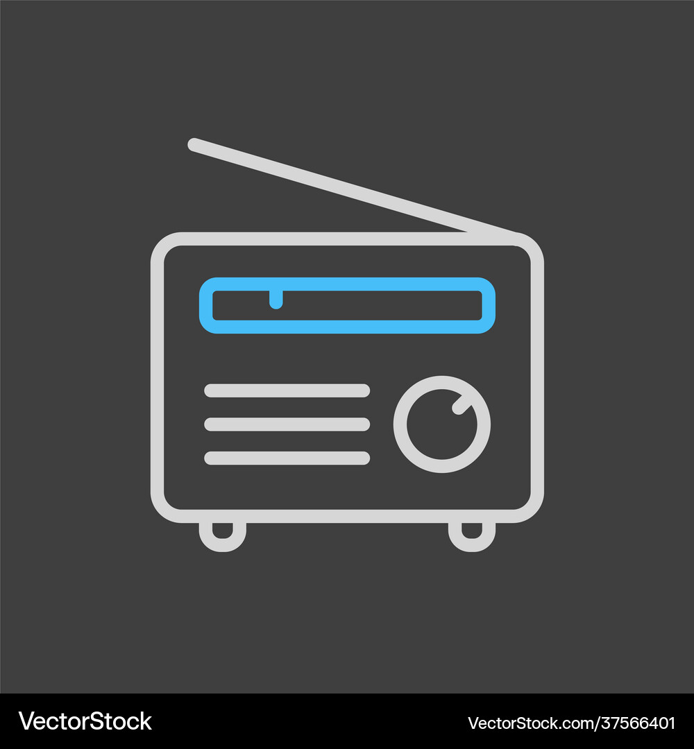 Retro radio flat icon on dark background Vector Image