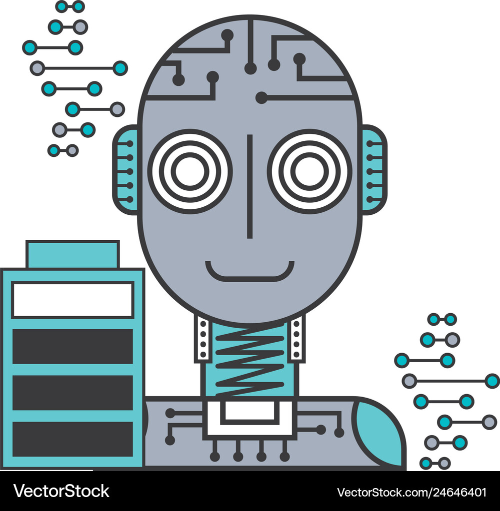 Robot artificial intelligence battery charge Vector Image