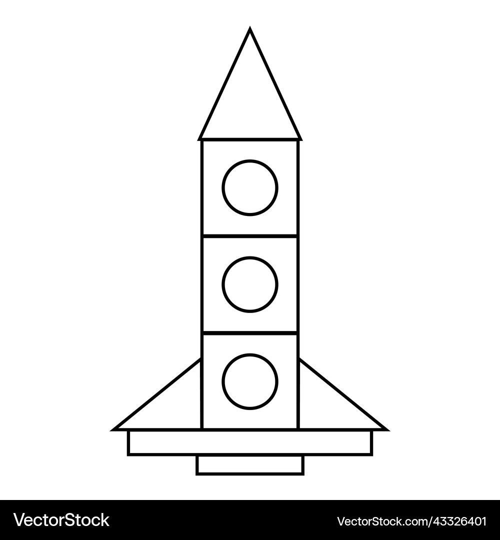 Rocket made of geometric blocks black outline Vector Image