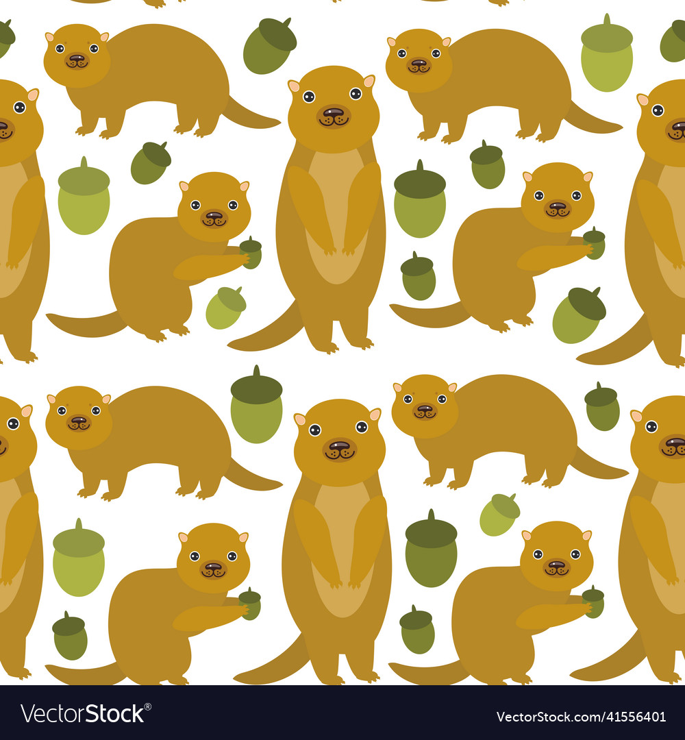 Seamless pattern set of funny gopher ground Vector Image