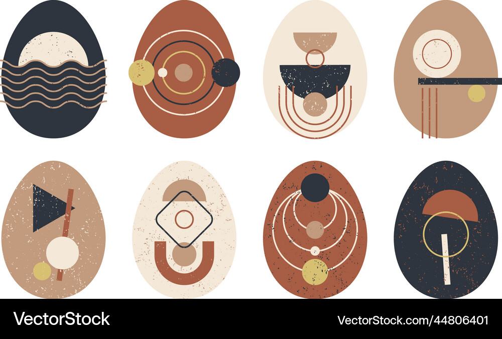 Set of minimalistic geometric easter egg Vector Image