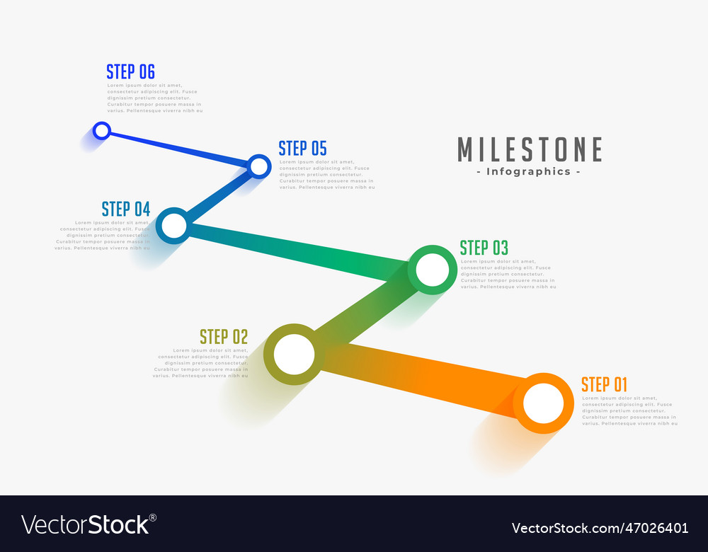 Six step milestone infographic map template Vector Image