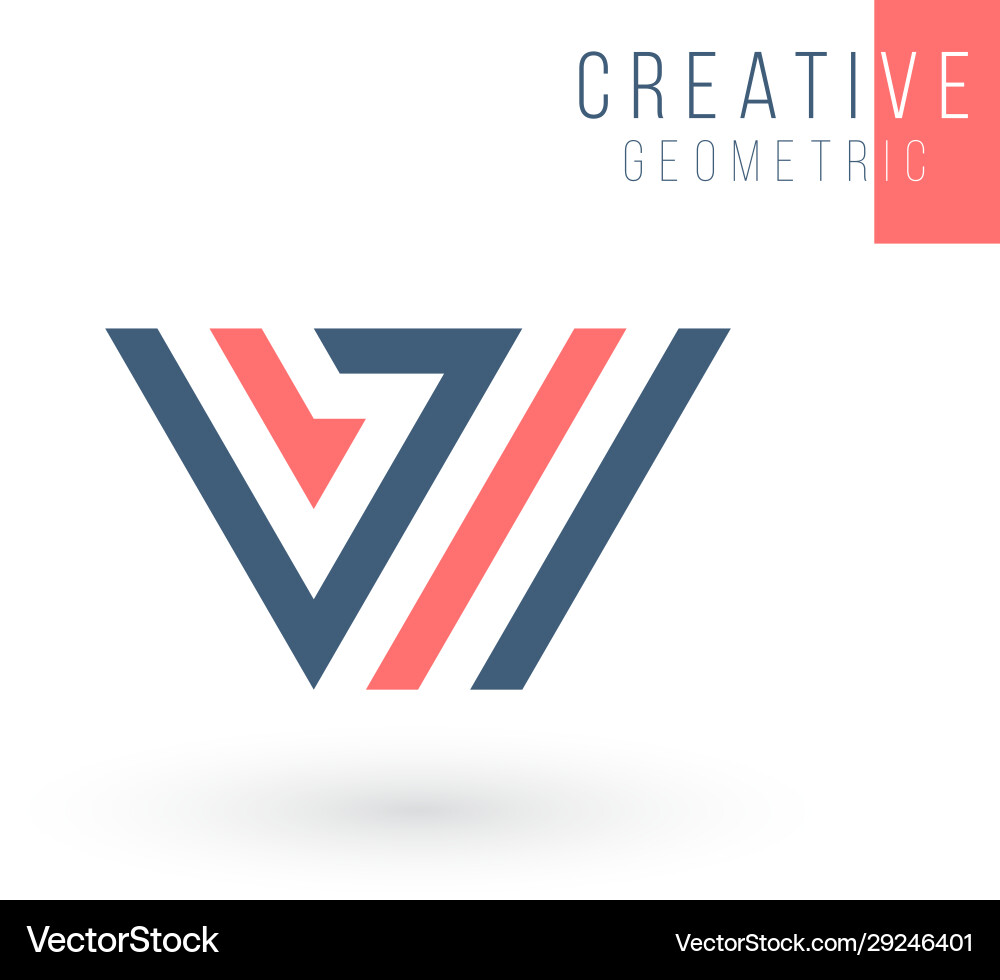 Tripple letter v or delta geometric triangle logo Vector Image