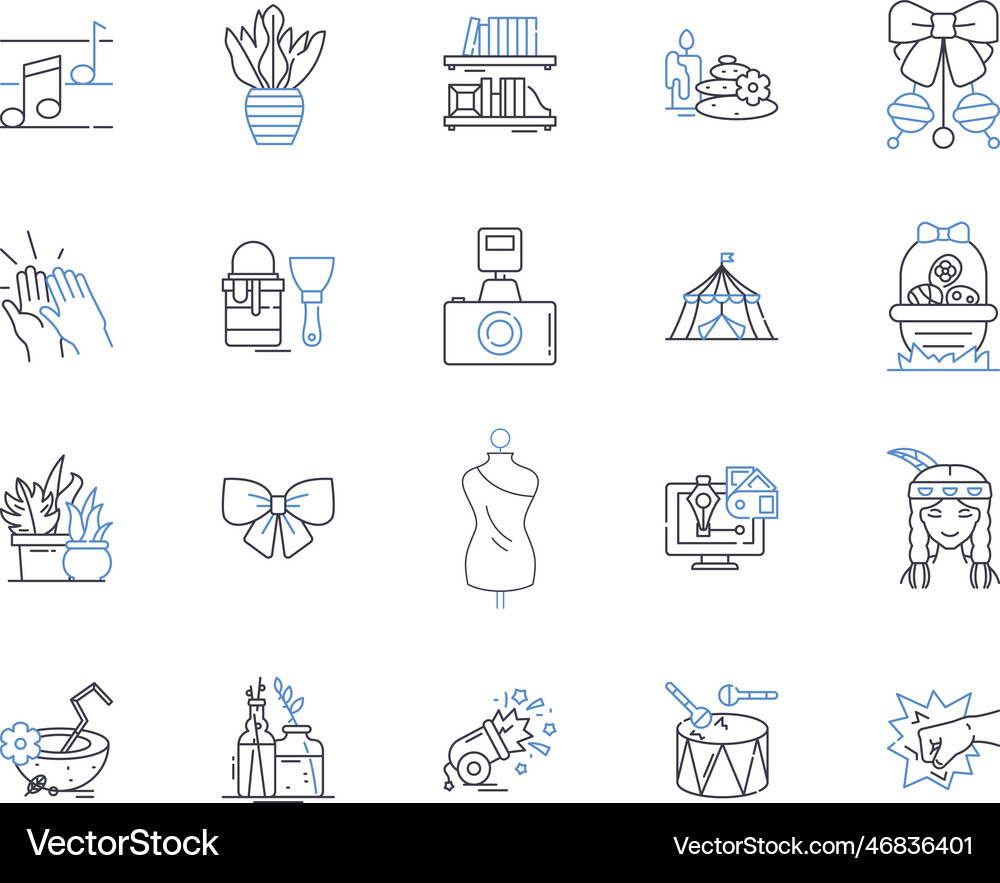 Unconventional hobbies line icons collection Vector Image