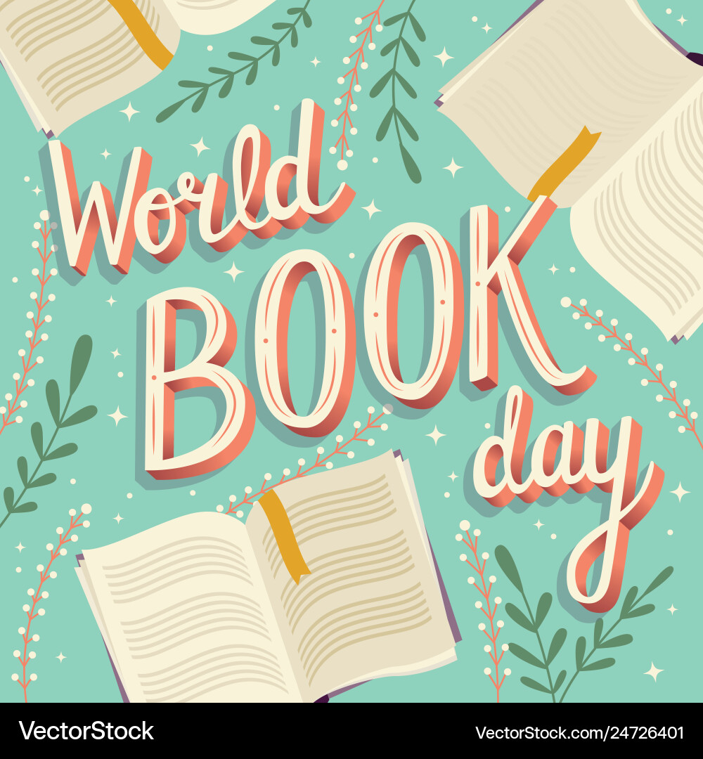 World book day hand lettering typography modern Vector Image