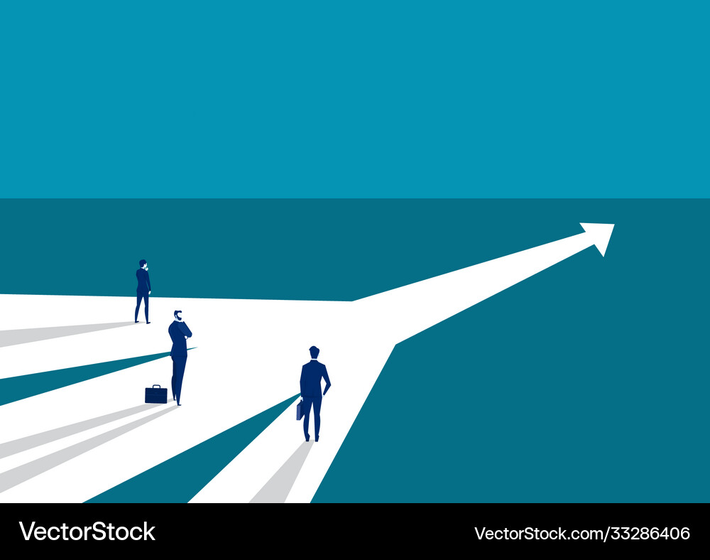 Businessman standing on middle way and choosing Vector Image