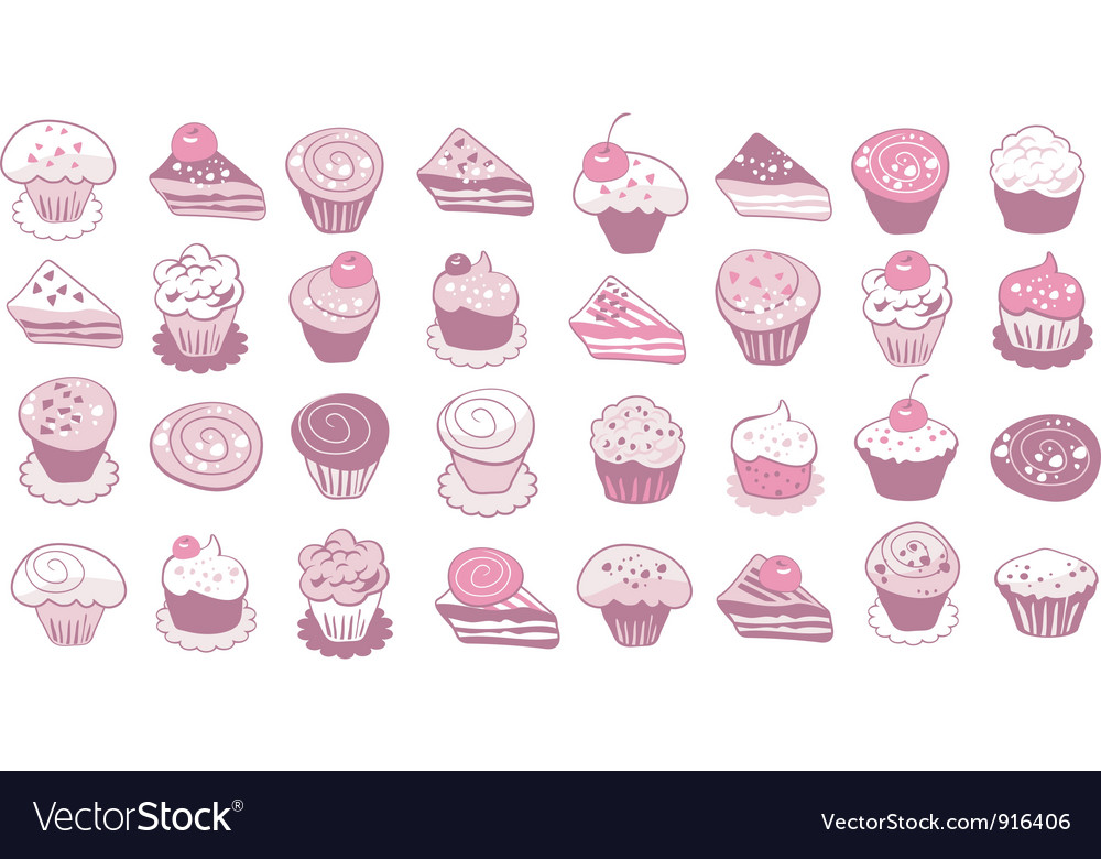 Cake icons set Royalty Free Vector Image - VectorStock