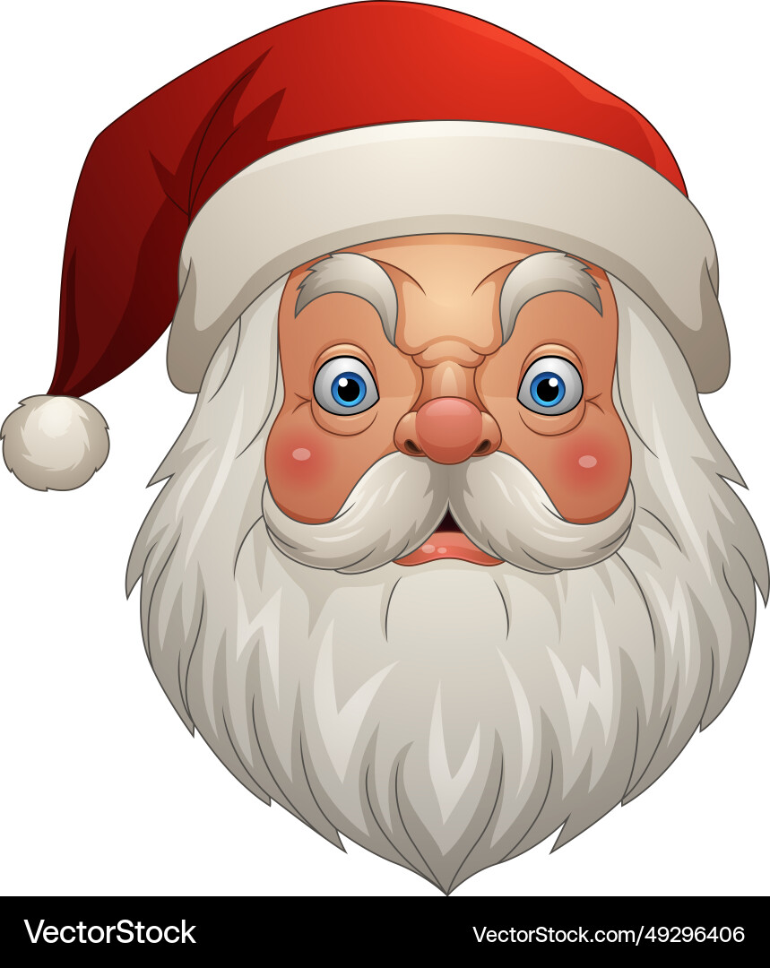 Cartoon angry santa claus head Royalty Free Vector Image